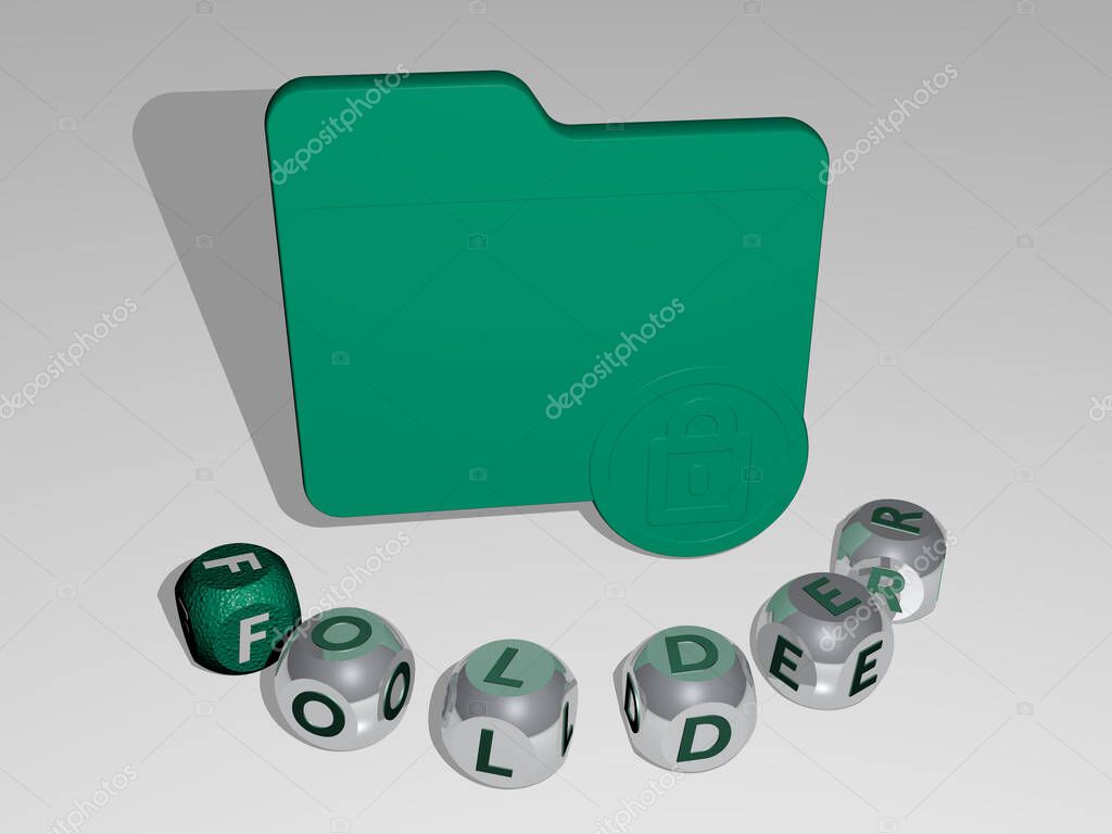 Ilustración 3D de gráficos FOLDER y texto alrededor del icono realizado ...