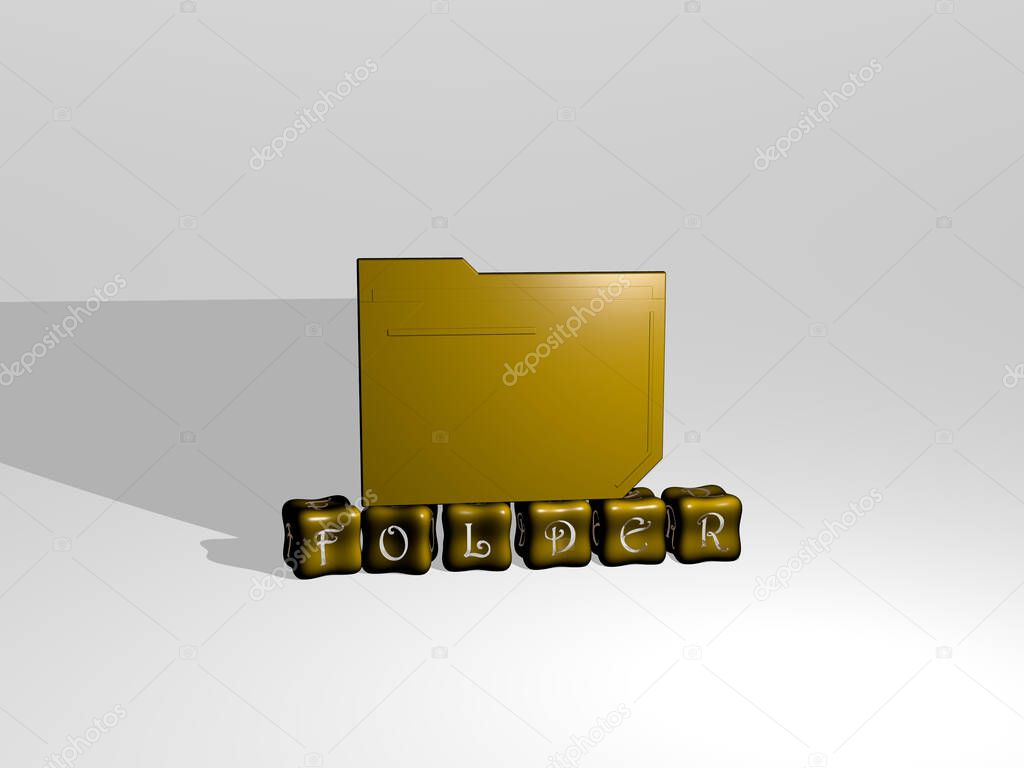 Representación 3D de FOLDER con icono en la pared y texto dispuesto por ...