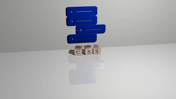3D graphical image of css vertically along with text built by metallic ...