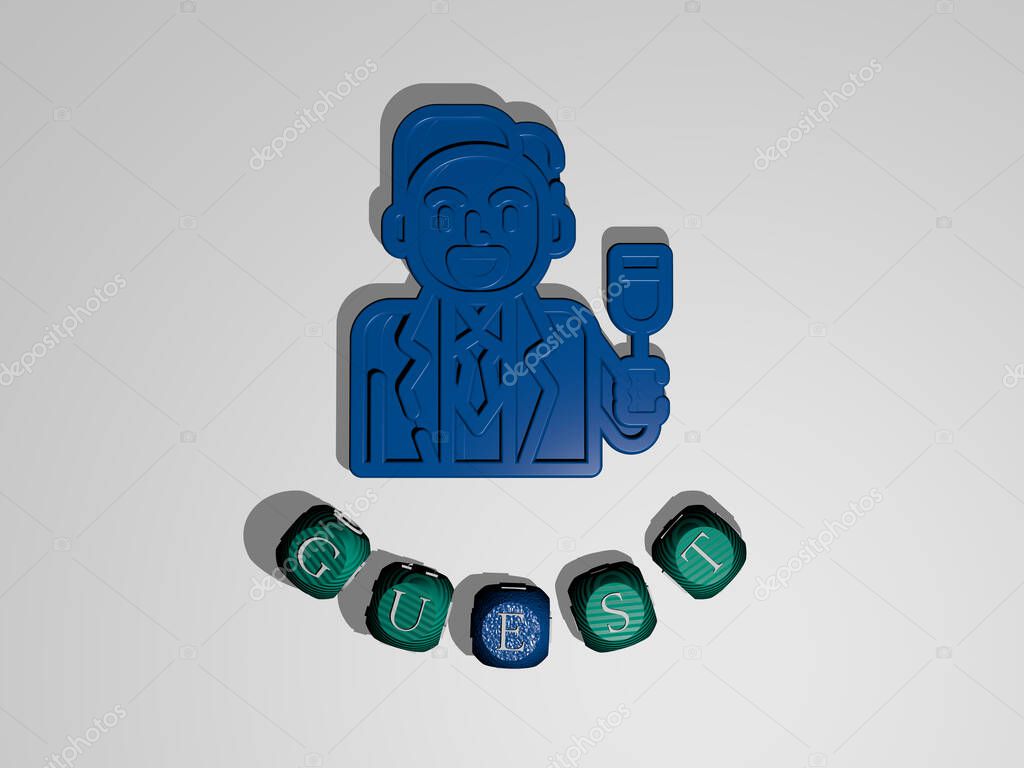 3D illustration of GUEST graphics and text around the icon made by ...