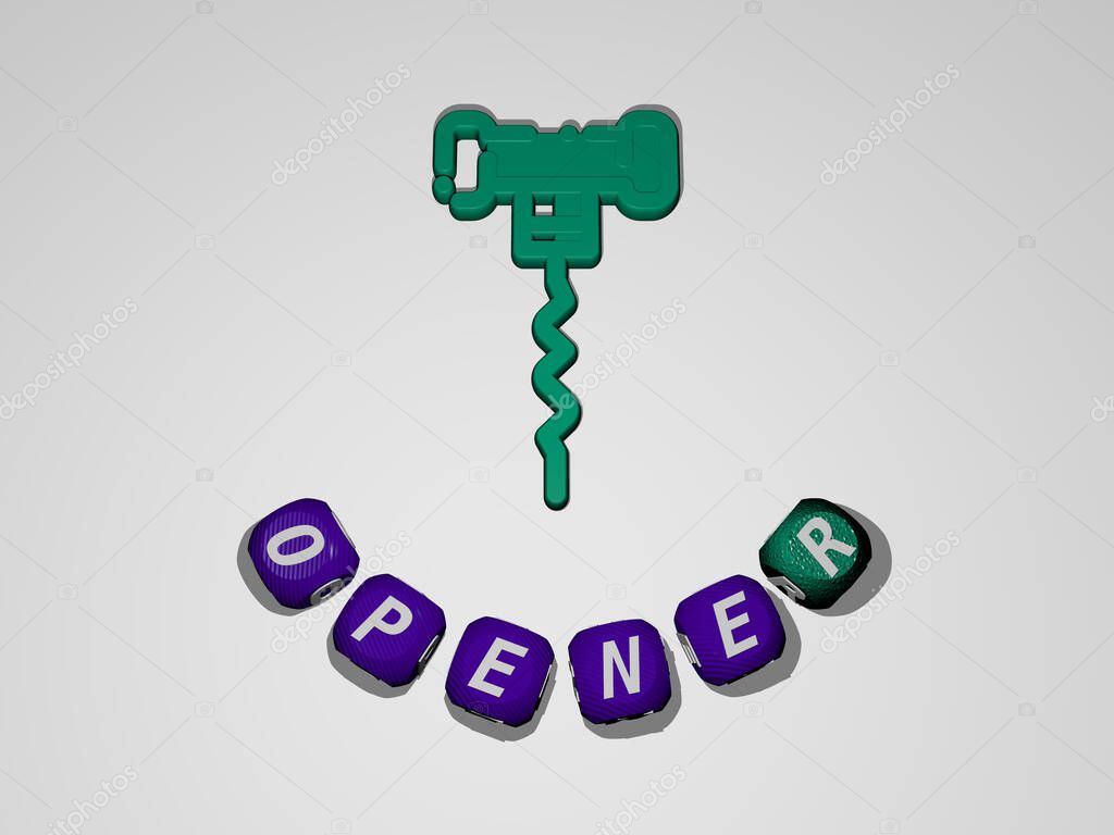 Representaci n 3D de OPENER con icono en la pared y texto dispuesto por ...