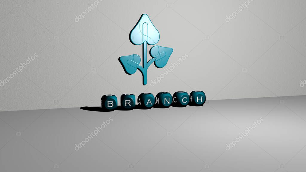 Representación 3D de BRANCH con icono en la pared y texto arreglado por ...