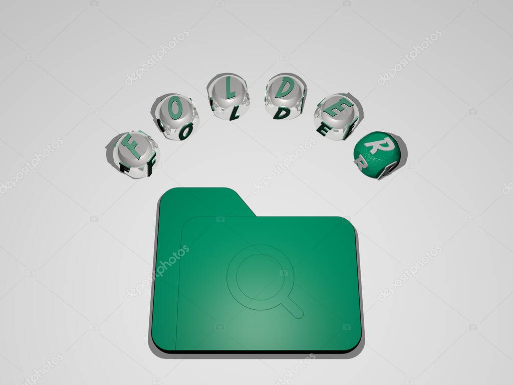 Ilustración 3D de gráficos FOLDER y texto alrededor del icono realizado ...