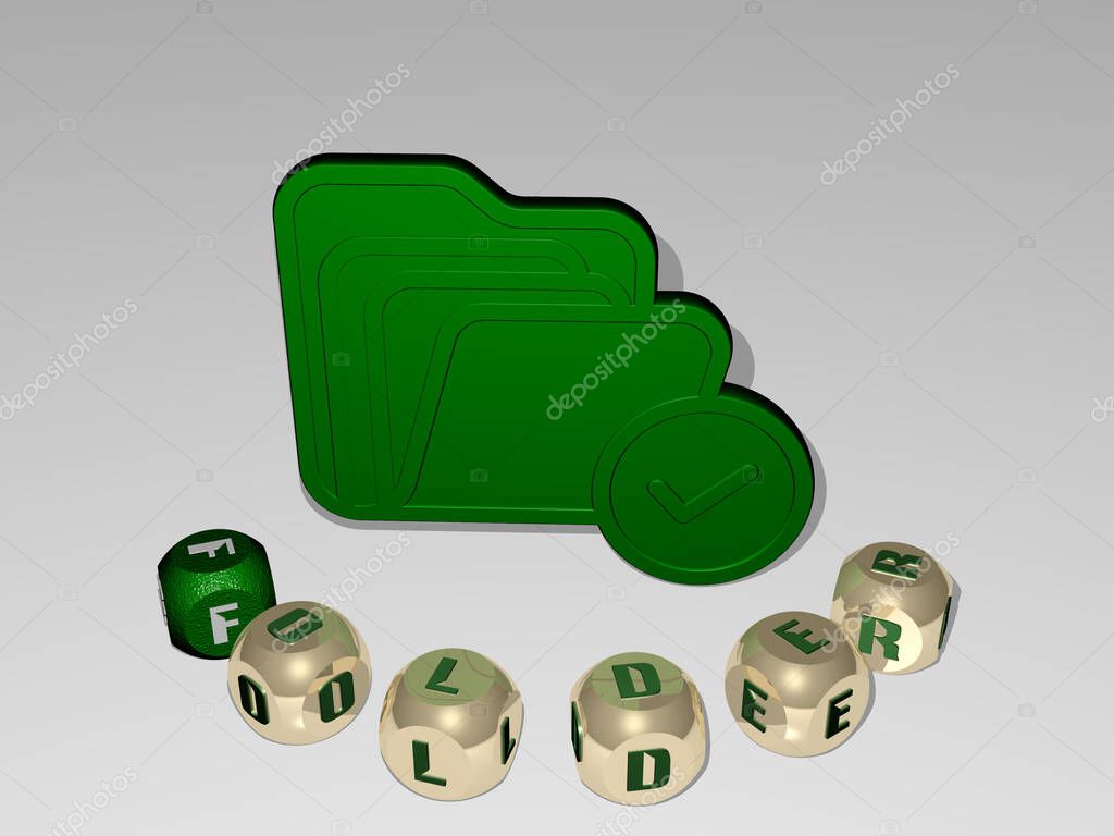 Representación 3D de FOLDER con icono en la pared y texto dispuesto por ...