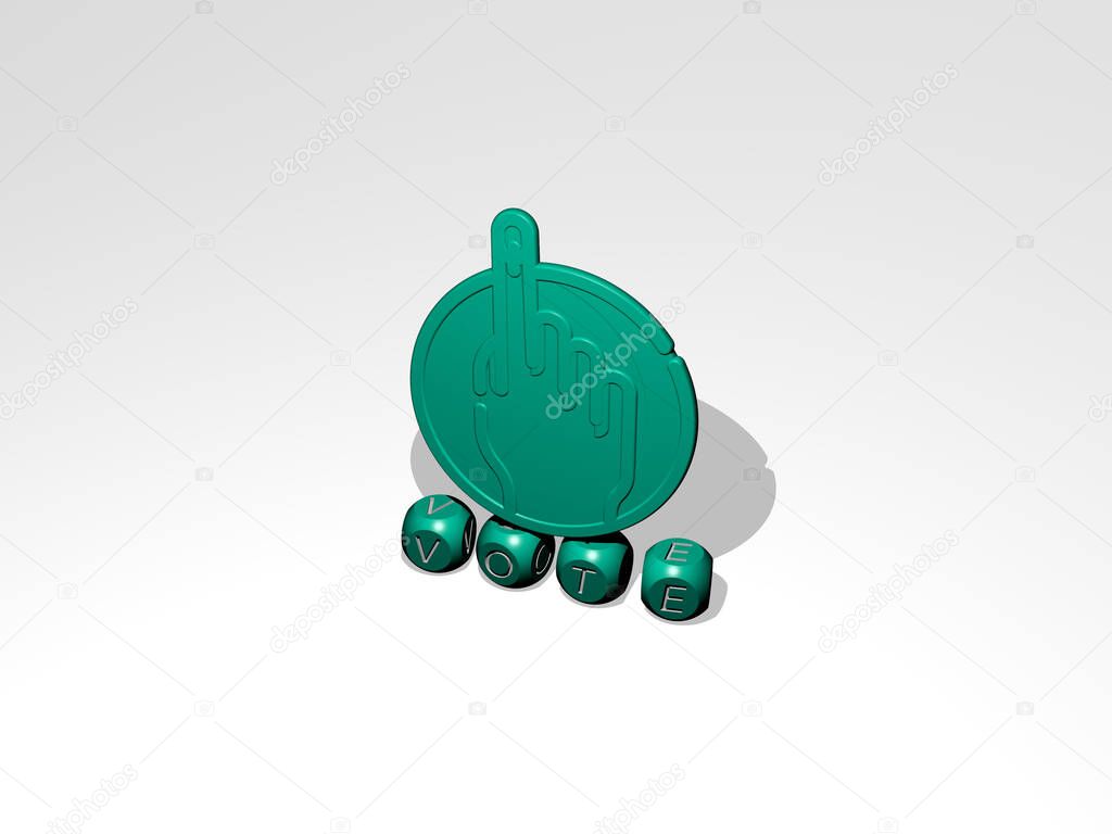 Representación 3D de VOTE con icono en la pared y texto dispuesto por ...