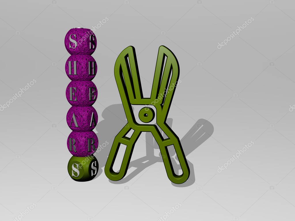 Imagen gráfica 3D de SHEARS verticalmente junto con texto construido ...