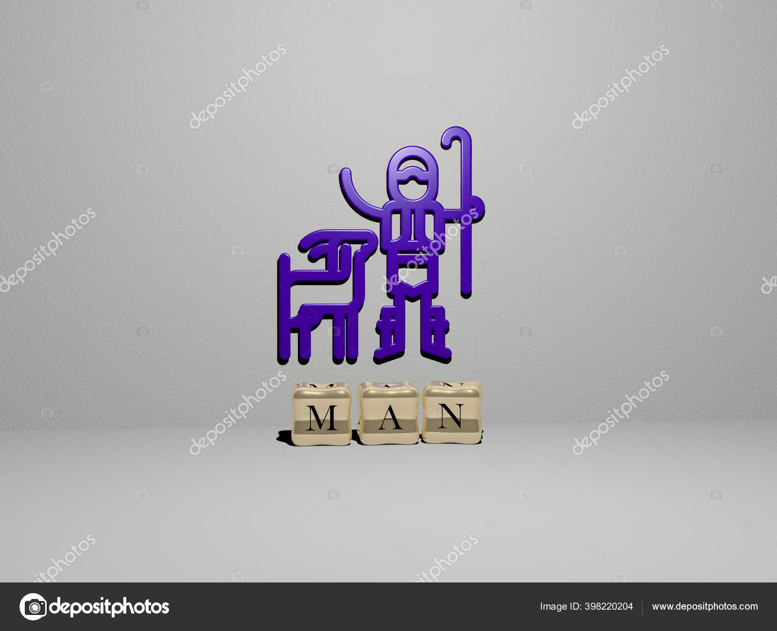 Illustration Man Graphics Text Made Metallic Dice Letters Related ...