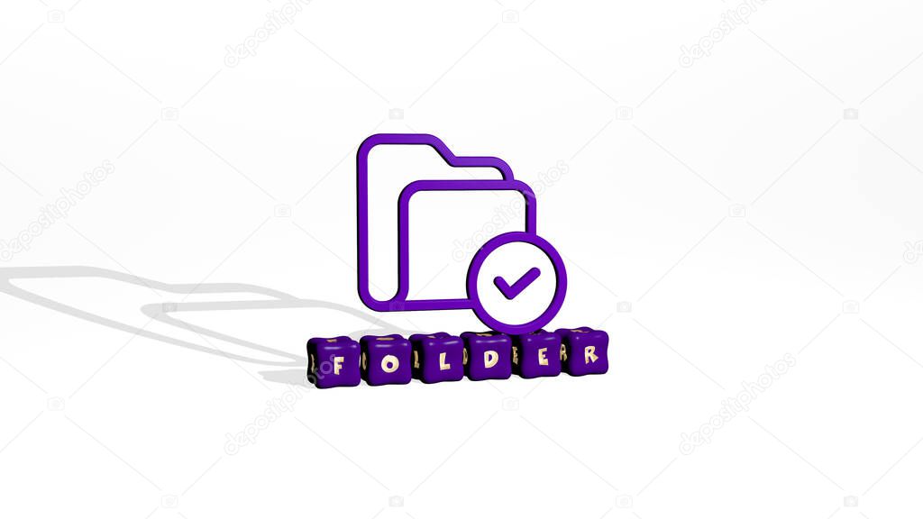 FOLDER Objeto icono 3D en texto de letras cúbicas - Ilustración 3D para ...