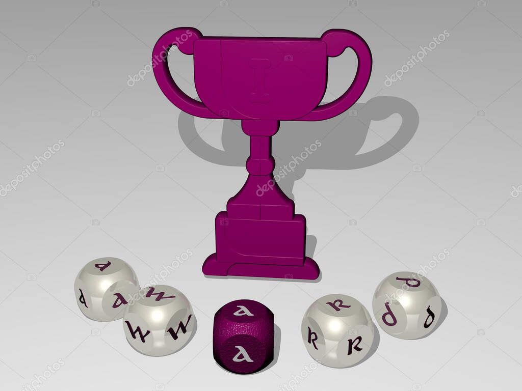 PREMIO texto redondo de letras cúbicas alrededor del icono 3D ...