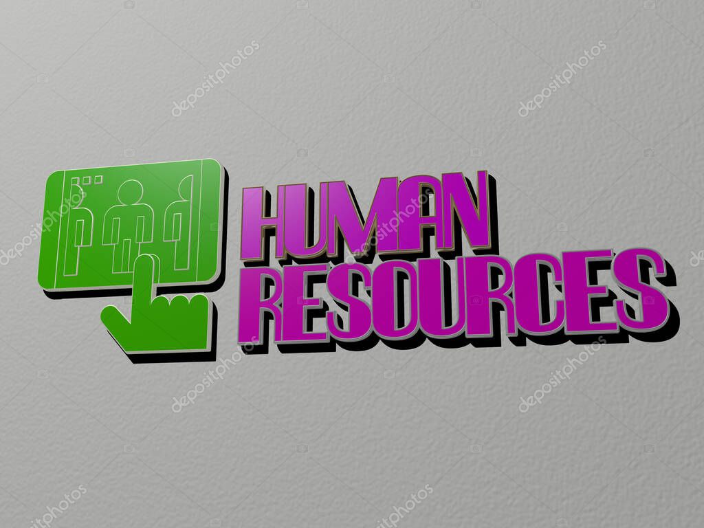 Ilustración 3D de gráficos de recursos humanos y texto realizado por ...