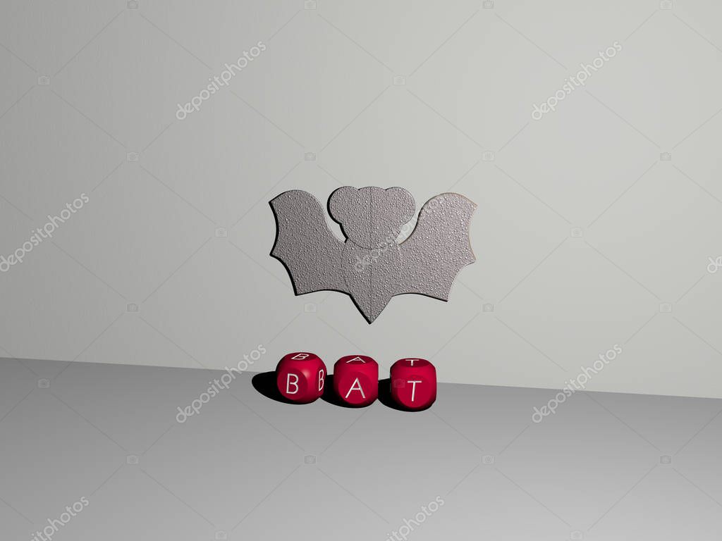 Ilustración 3D de gráficos BAT y texto hecho por letras de dados ...