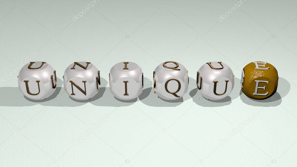 Texto ÚNICO de letras individuales cúbicas, ilustración 3D 2022