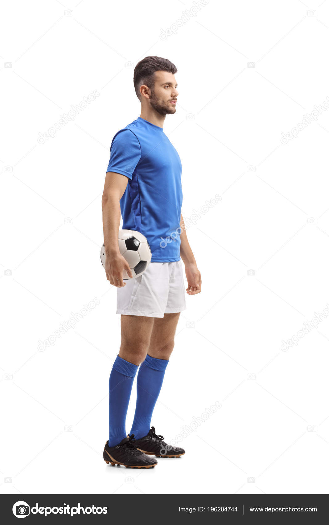 Full Length Profile Shot Soccer Player Waiting Line Isolated White ...
