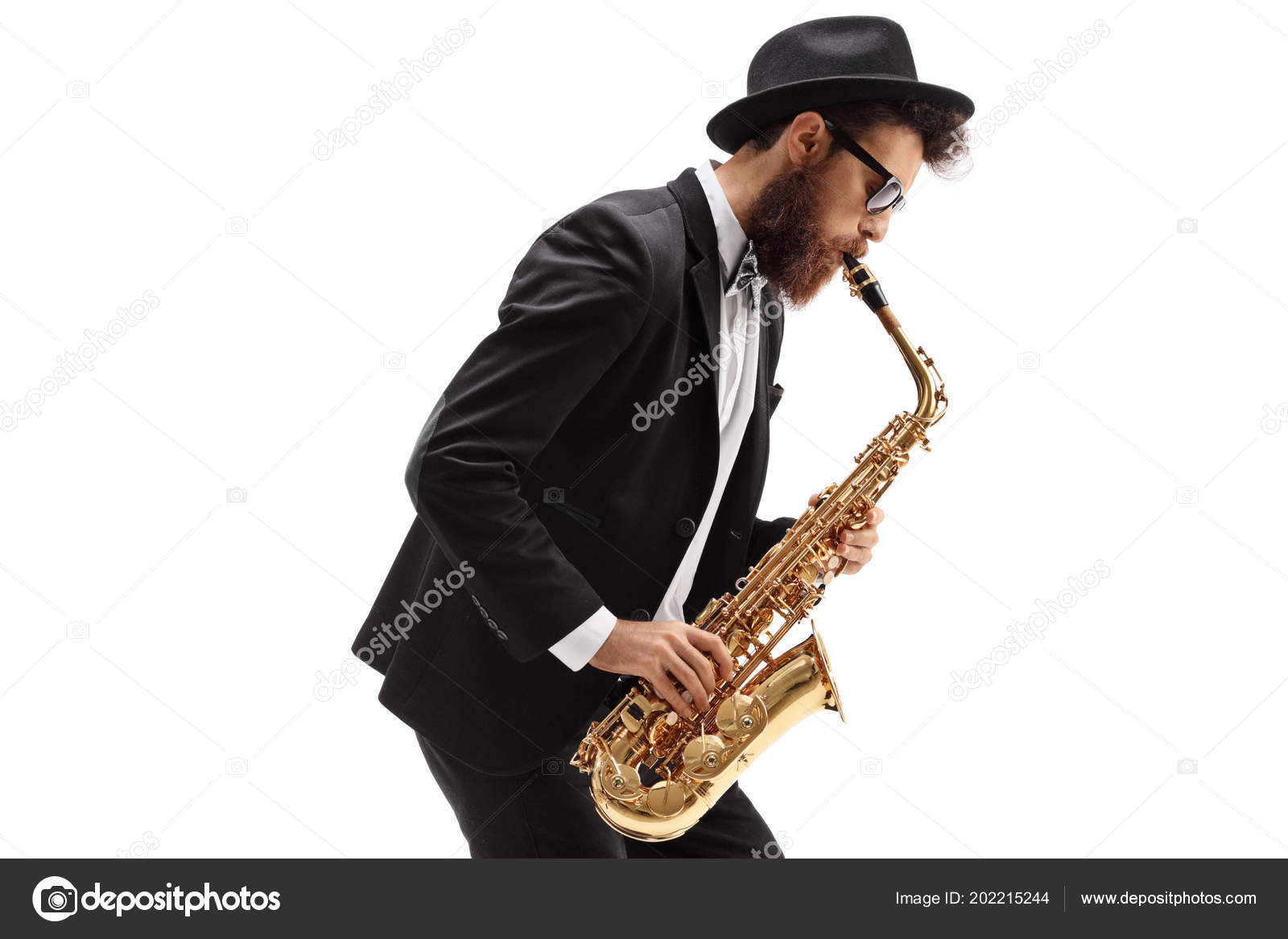 Man Playing Saxophone Isolated White Background Stock Photo by ...