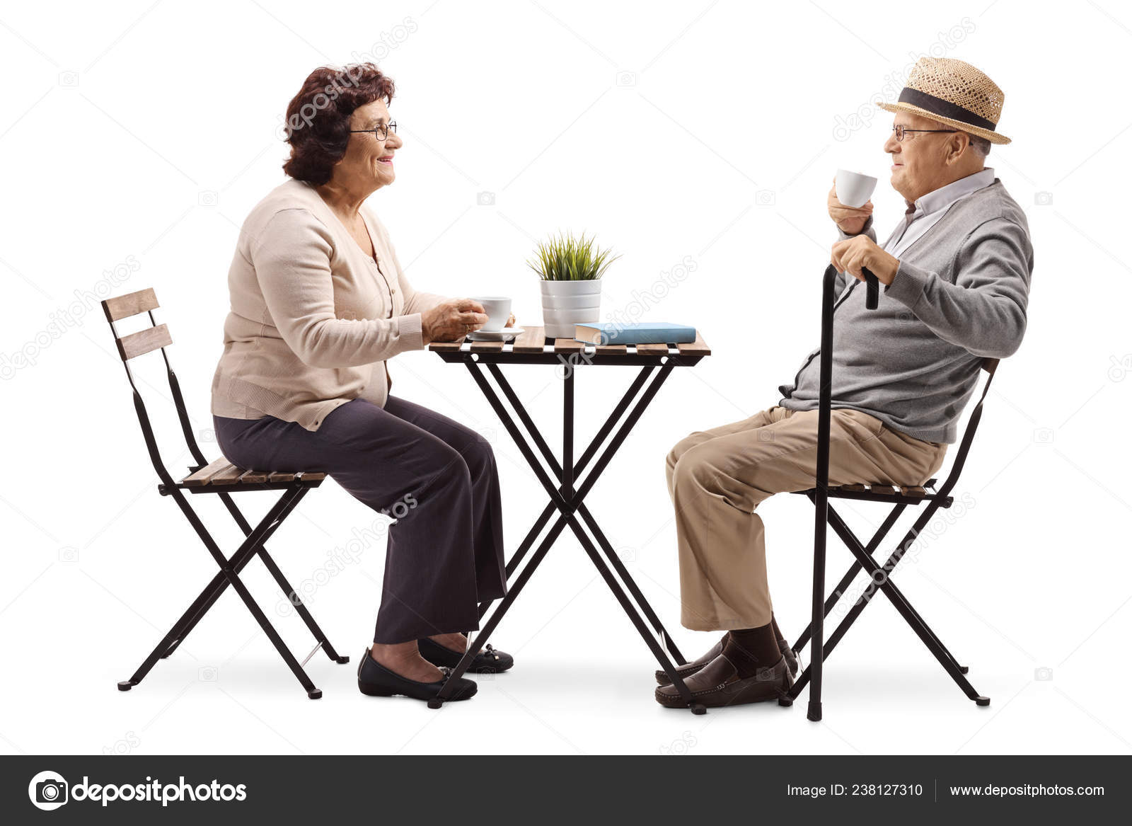 People Sitting At Table White Background