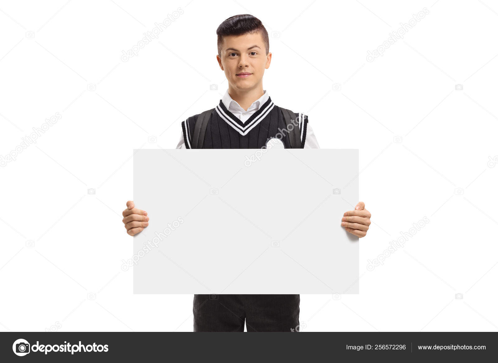 Estudante Sexo Masculino Segurando Uma Tabuleta Branco Isolada Fundo ...