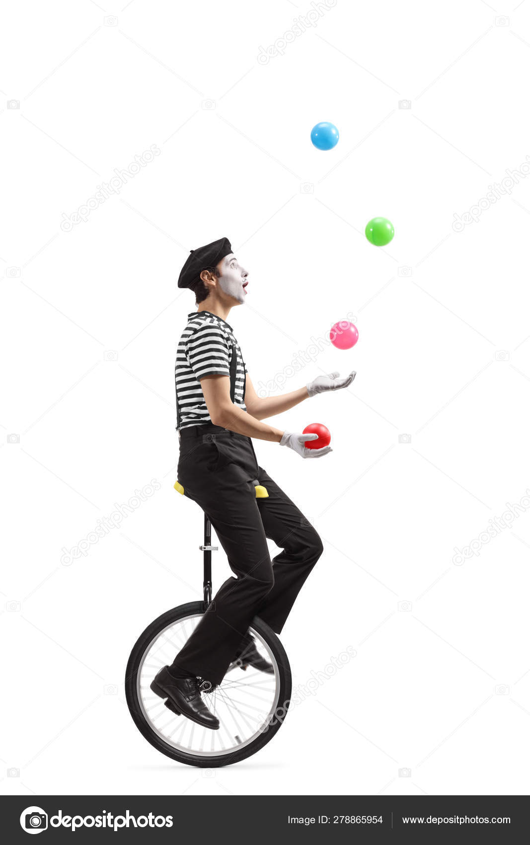 Mime on a unicycle juggling with balls Stock Photo by ©ljsphotography ...