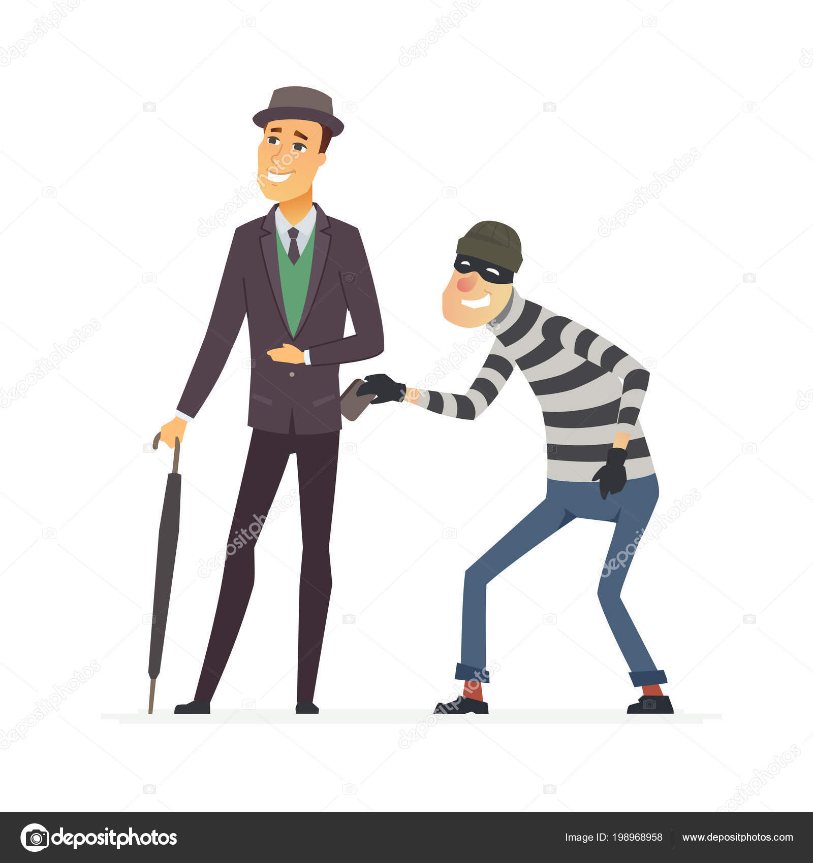 Pickpocket Stealing Wallet Cartoon People Characters Illustration