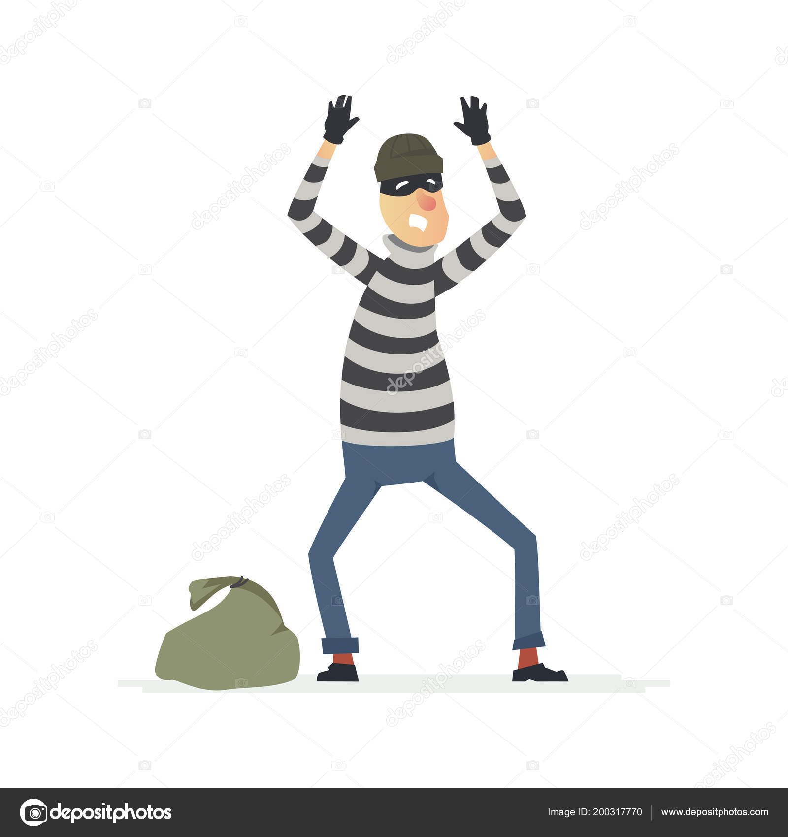 Thief surrendering - cartoon people characters illustration Stock ...