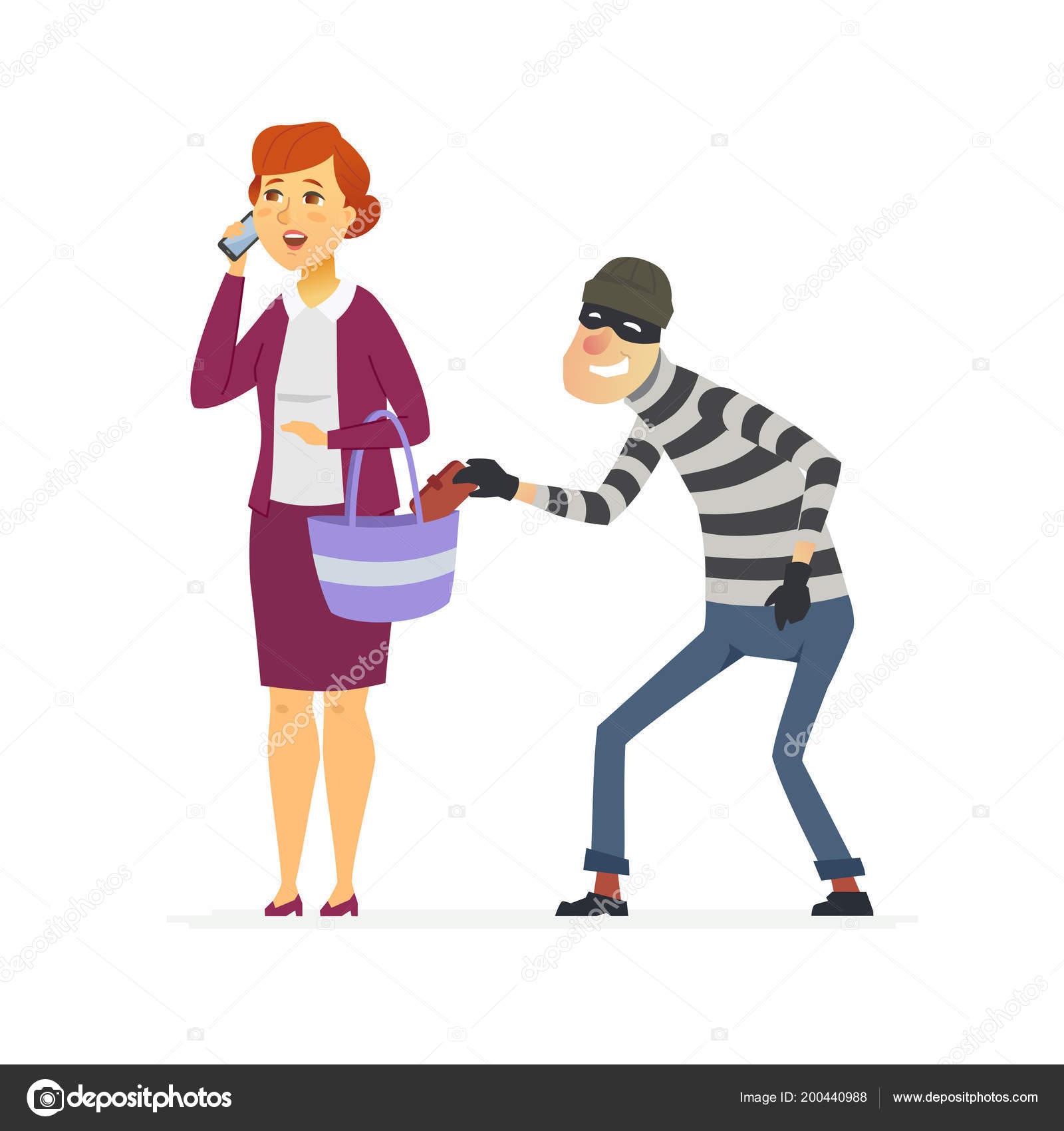 Ladrón robar billetera - personajes de dibujos animados ilustración ...