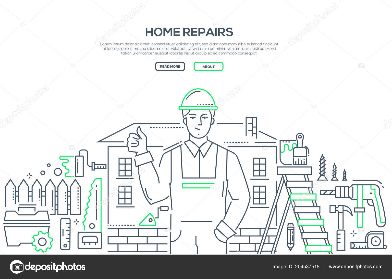 Home repair - line design style illustration Stock Vector Image by ...