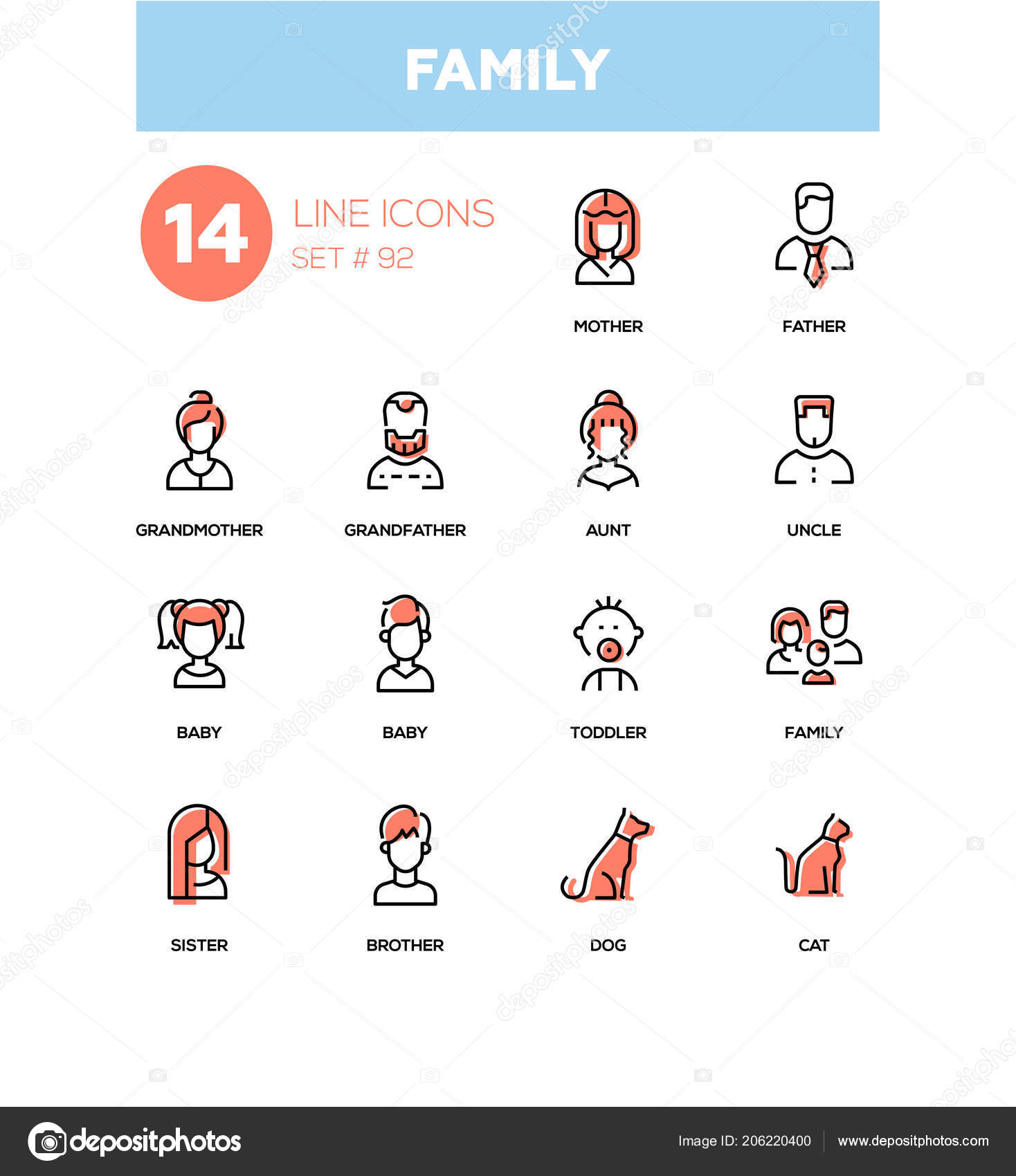 Family - modern line design icons set Stock Vector Image by ©Boyko ...