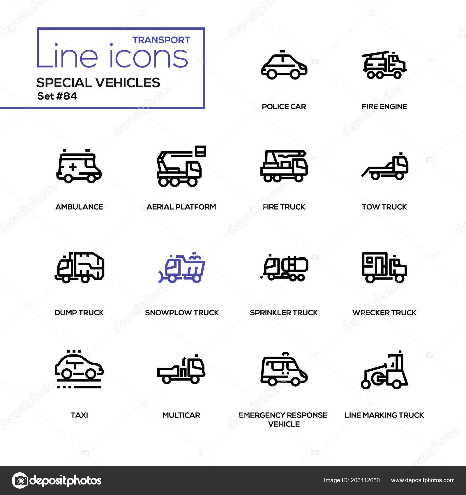 Special vehicles - line design icons set Stock Vector Image by ©Boyko ...