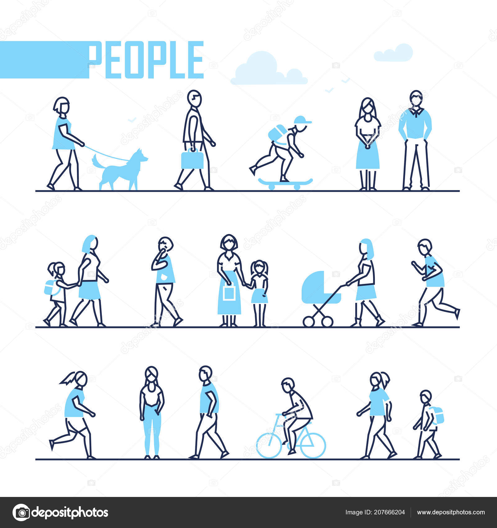 People - set of line design style characters Stock Vector Image by ...
