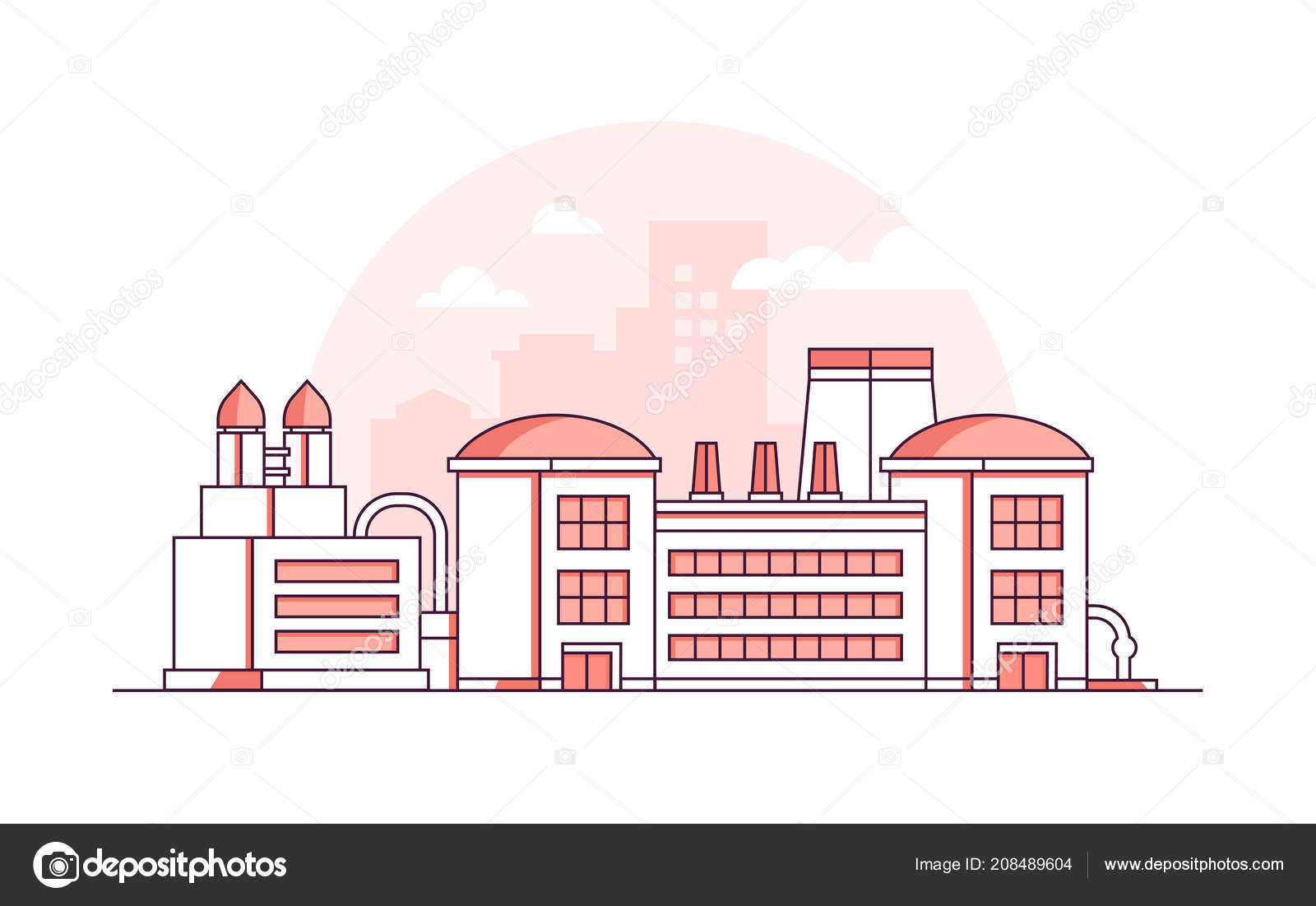 Factory - modern thin line design style vector illustration Stock ...
