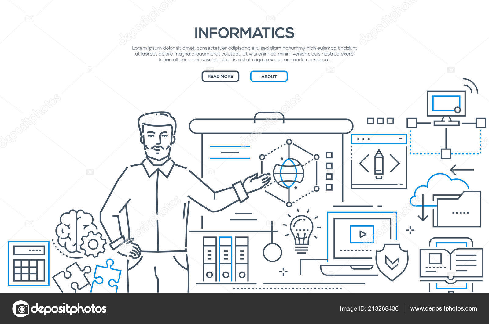 Informatics - modern colorful line design style banner Stock Vector by ...