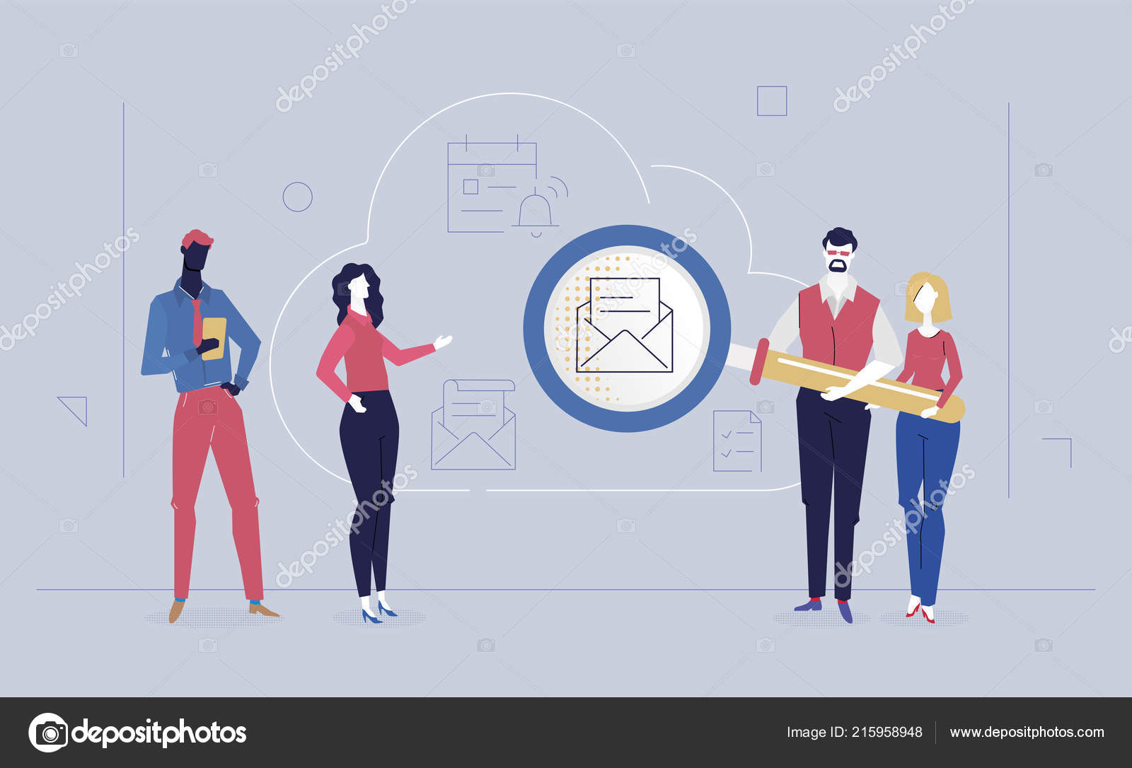 Business correspondence - flat design style colorful illustration Stock ...