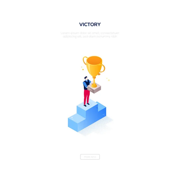Victory concept - modern isometric vector web banner Stock Vector Image ...