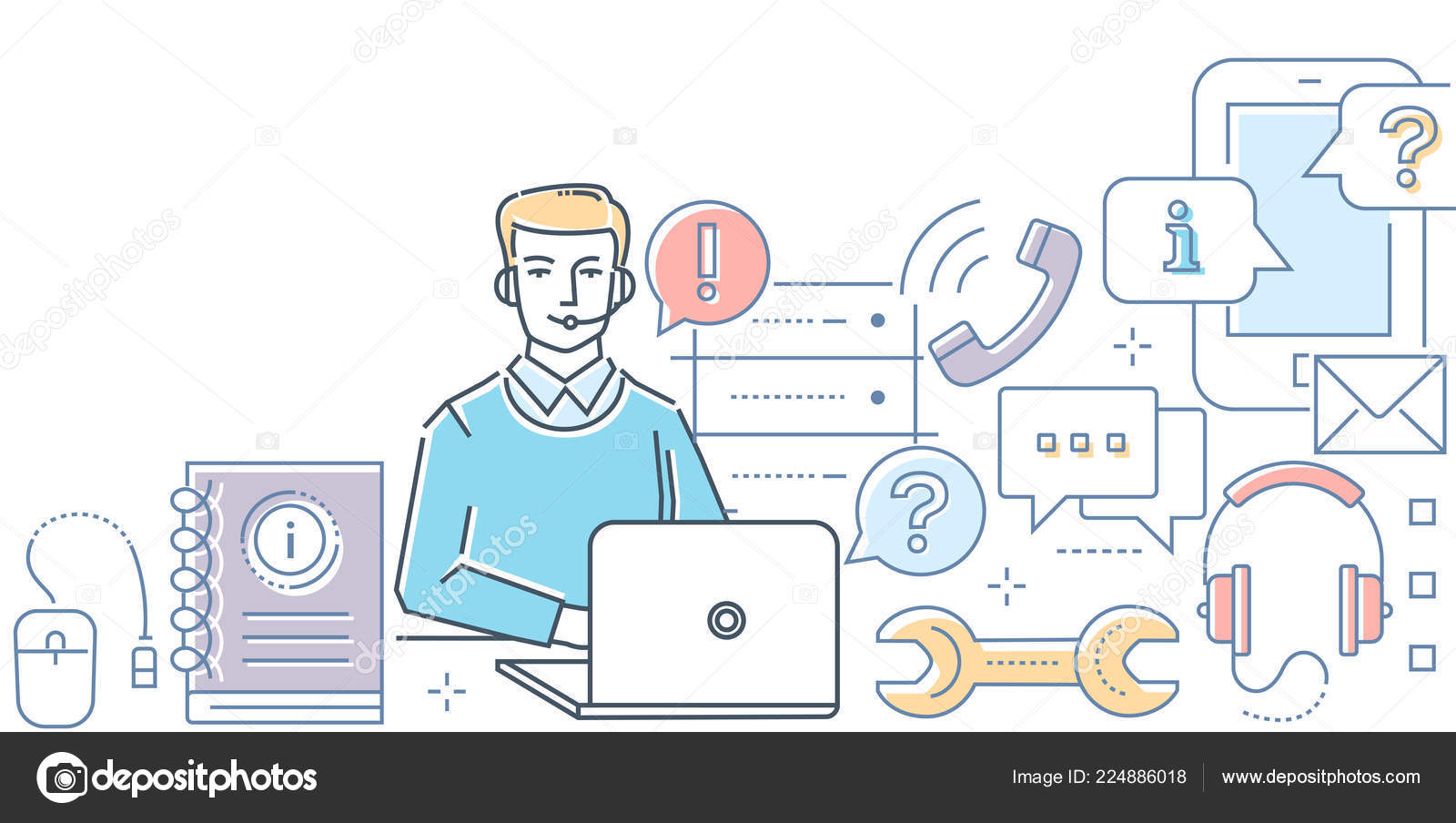 Technical support - modern line design style vector illustration Stock ...