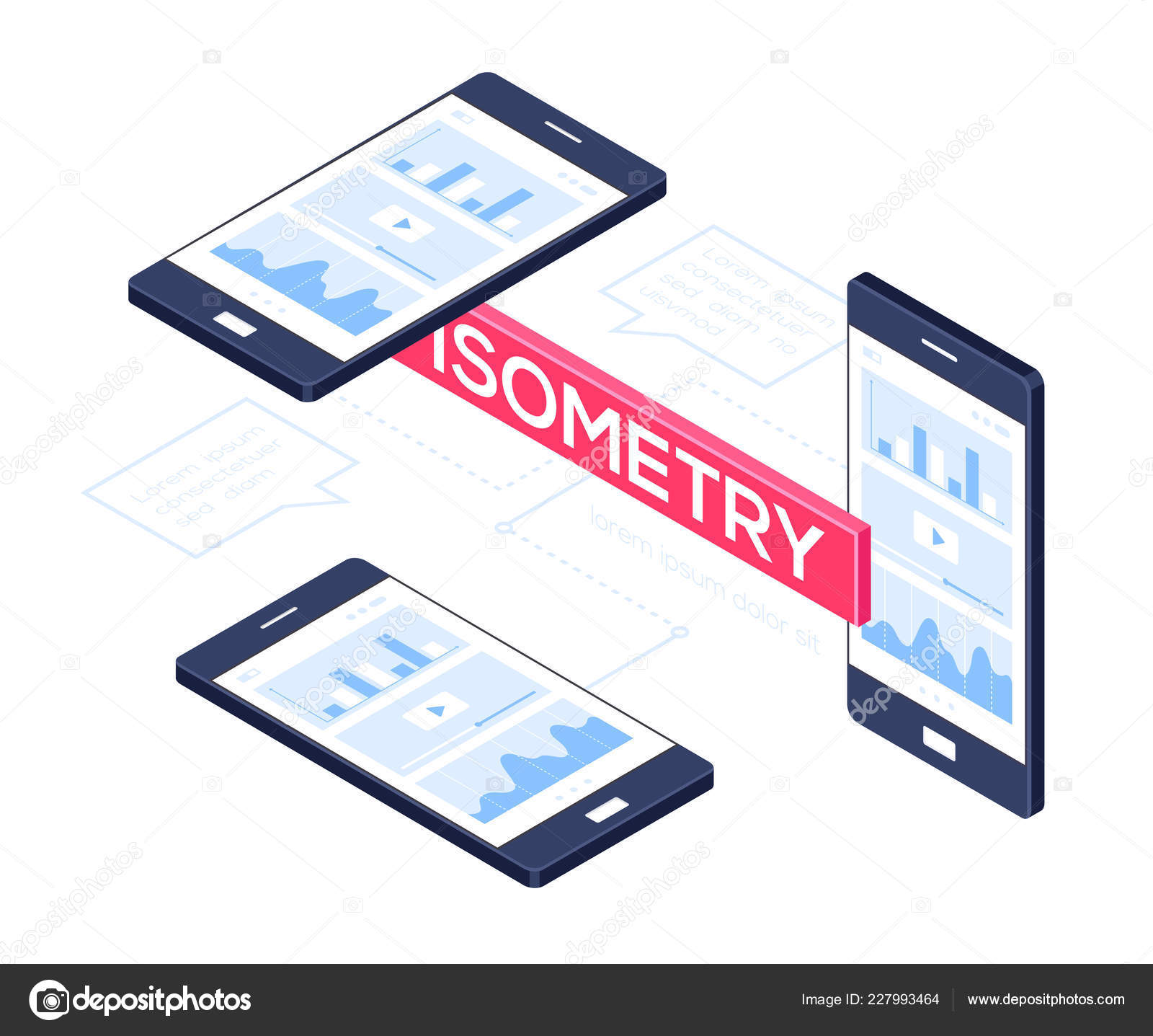 Isometric mobile phones - modern vector colorful illustration Stock ...