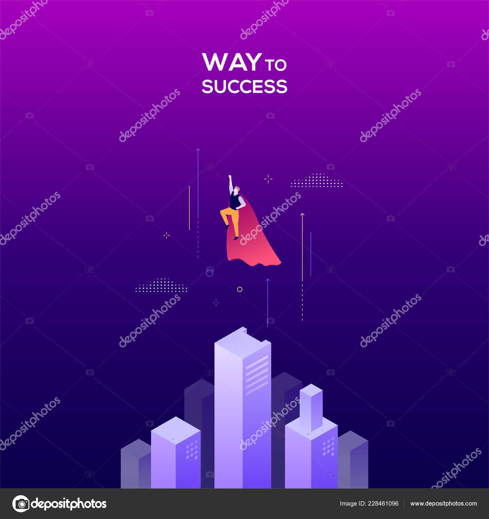 Way to success - modern isometric vector web banner Stock Vector Image ...