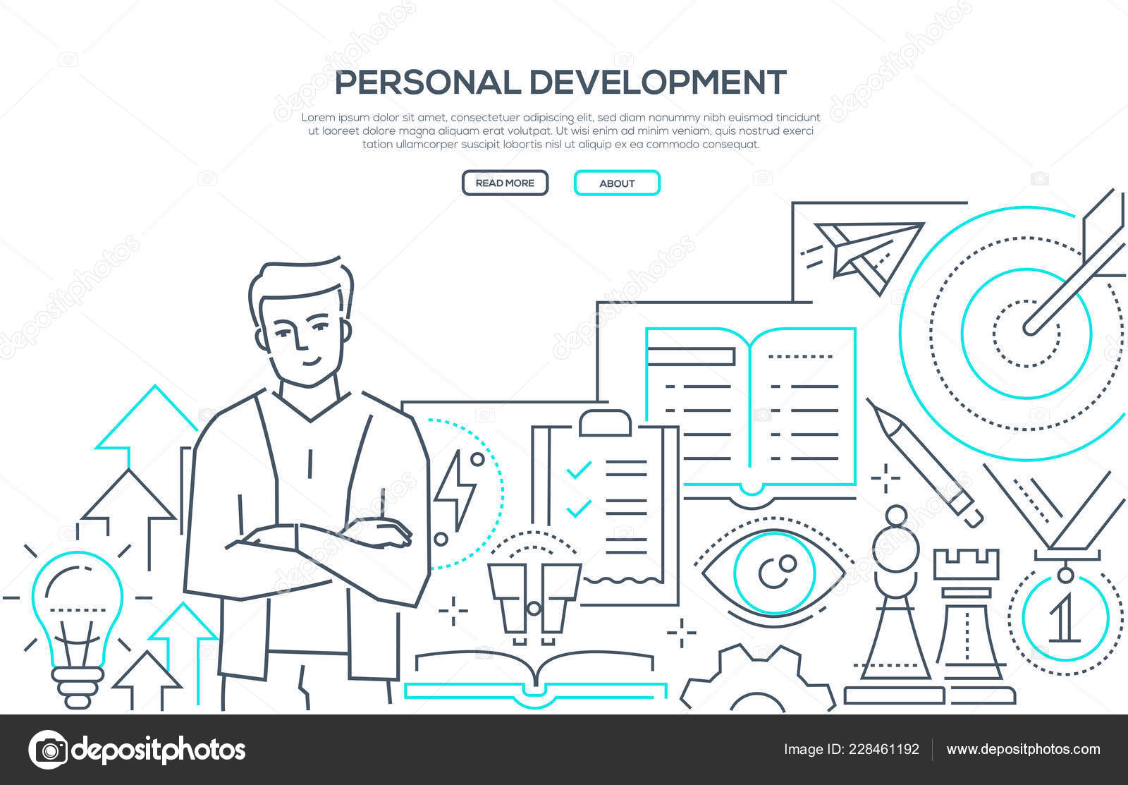 Personal development - modern line design style web banner Stock Vector ...