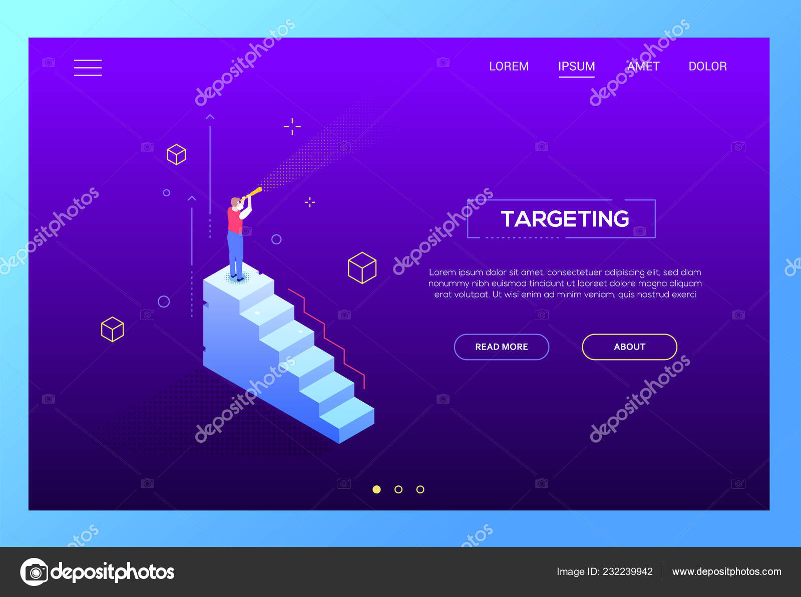 Targeting concept - modern isometric vector web banner Stock Vector ...
