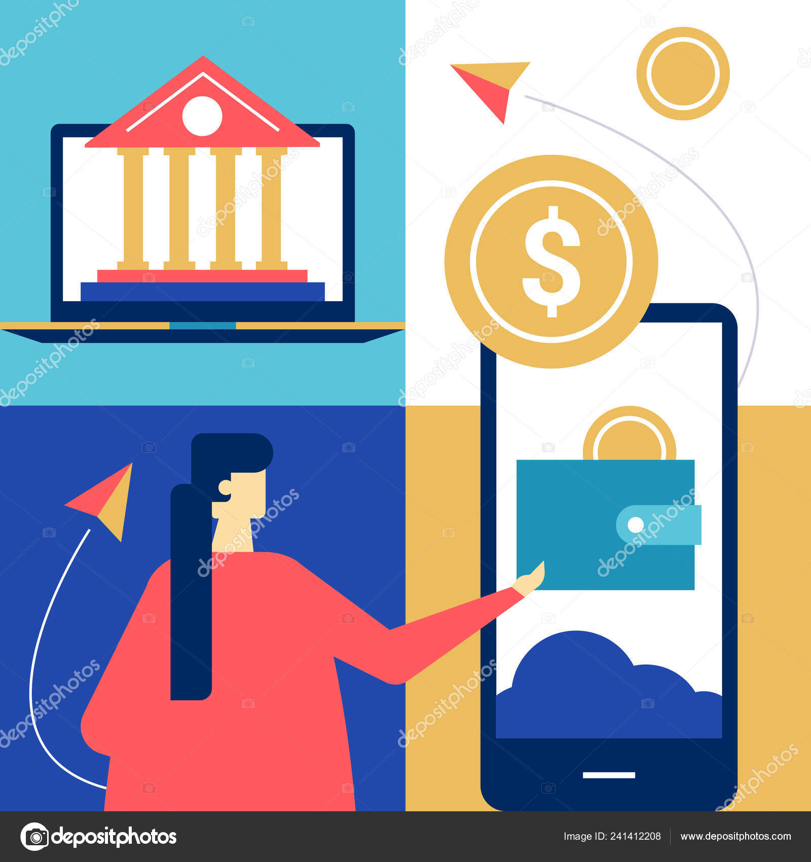 Online banking - flat design style colorful illustration Stock Vector by ©Boyko.Pictures 241412208