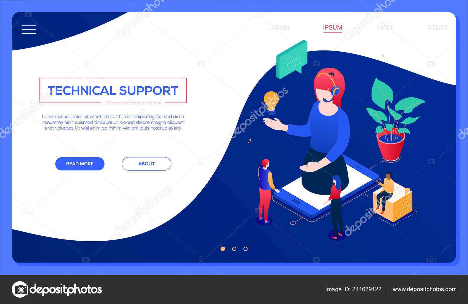 Technical support - modern isometric vector web banner Stock Vector ...