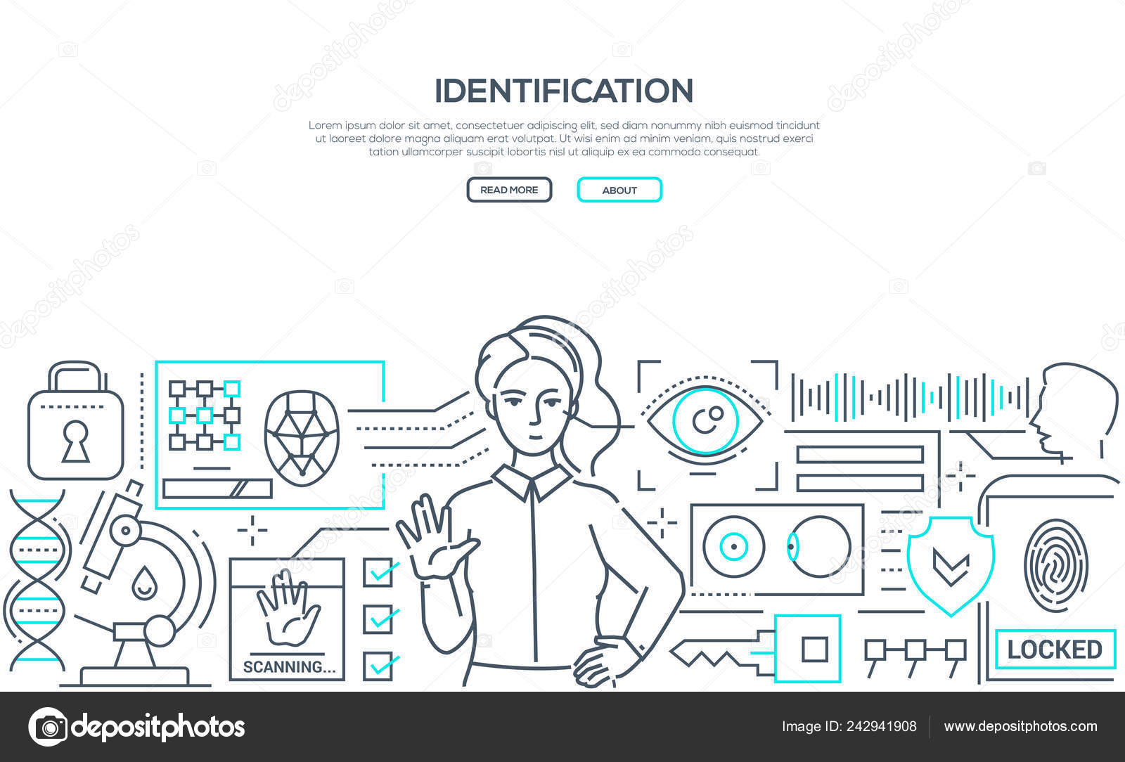 Identification - modern line design style web banner Stock Vector Image ...