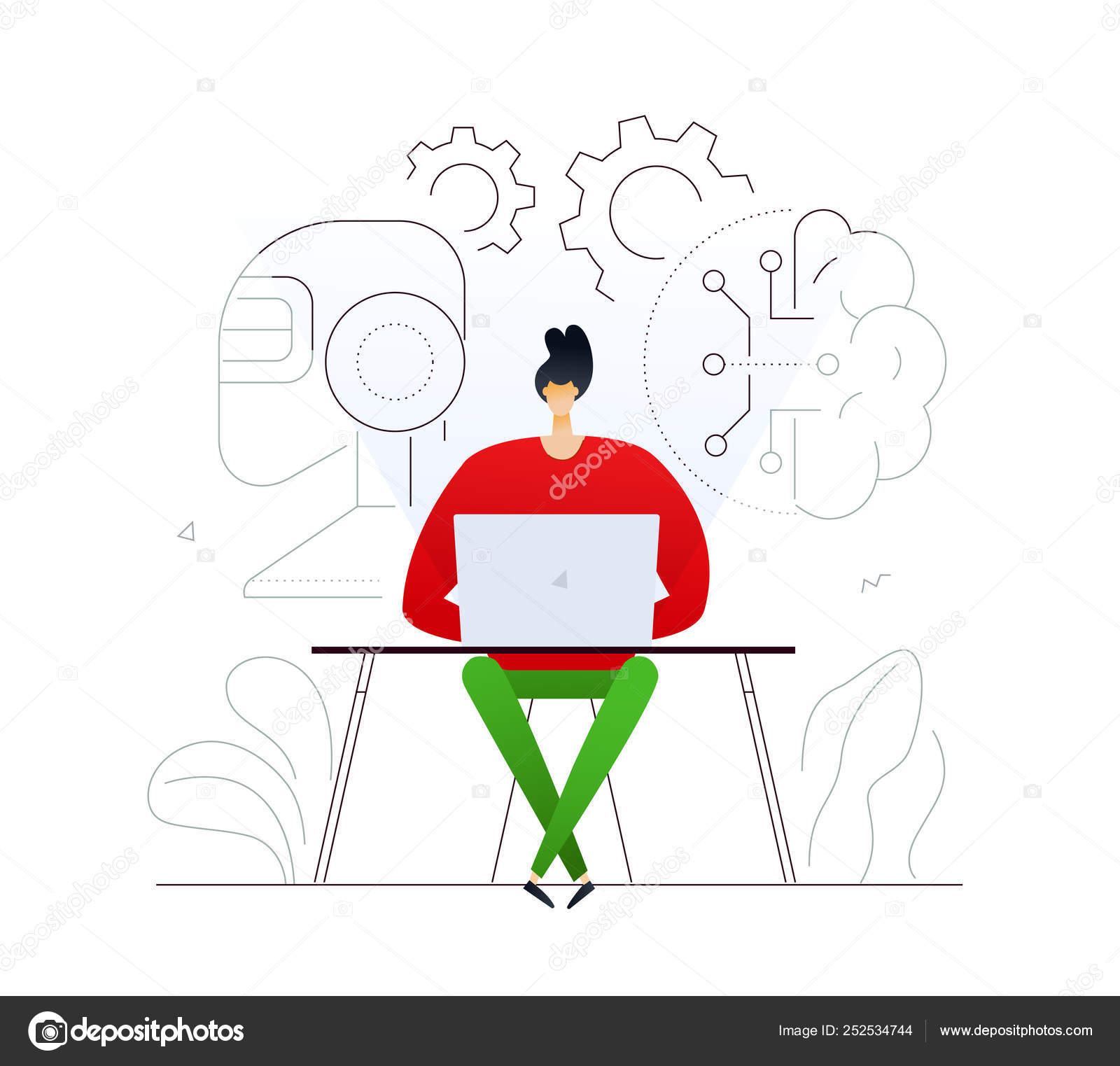 Artificial intelligence - flat design style colorful illustration Stock ...