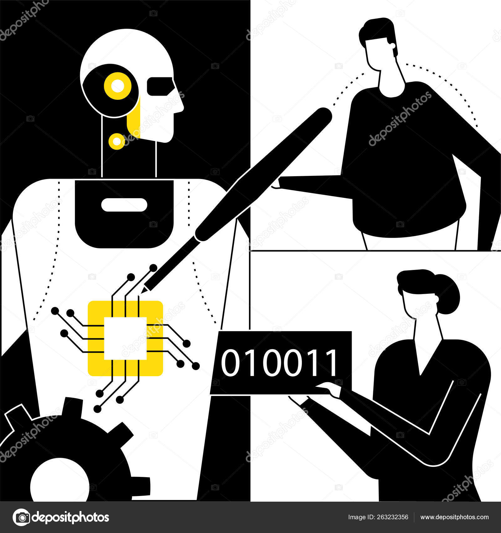Artificial intelligence - flat design style vector illustration Stock ...