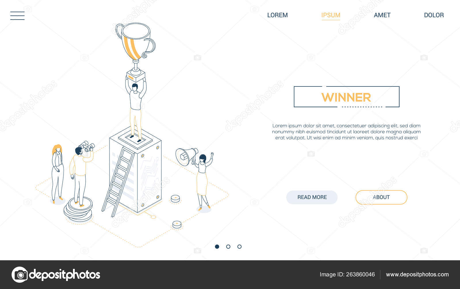 Winner - line design style isometric web banner Stock Vector by ©Boyko ...