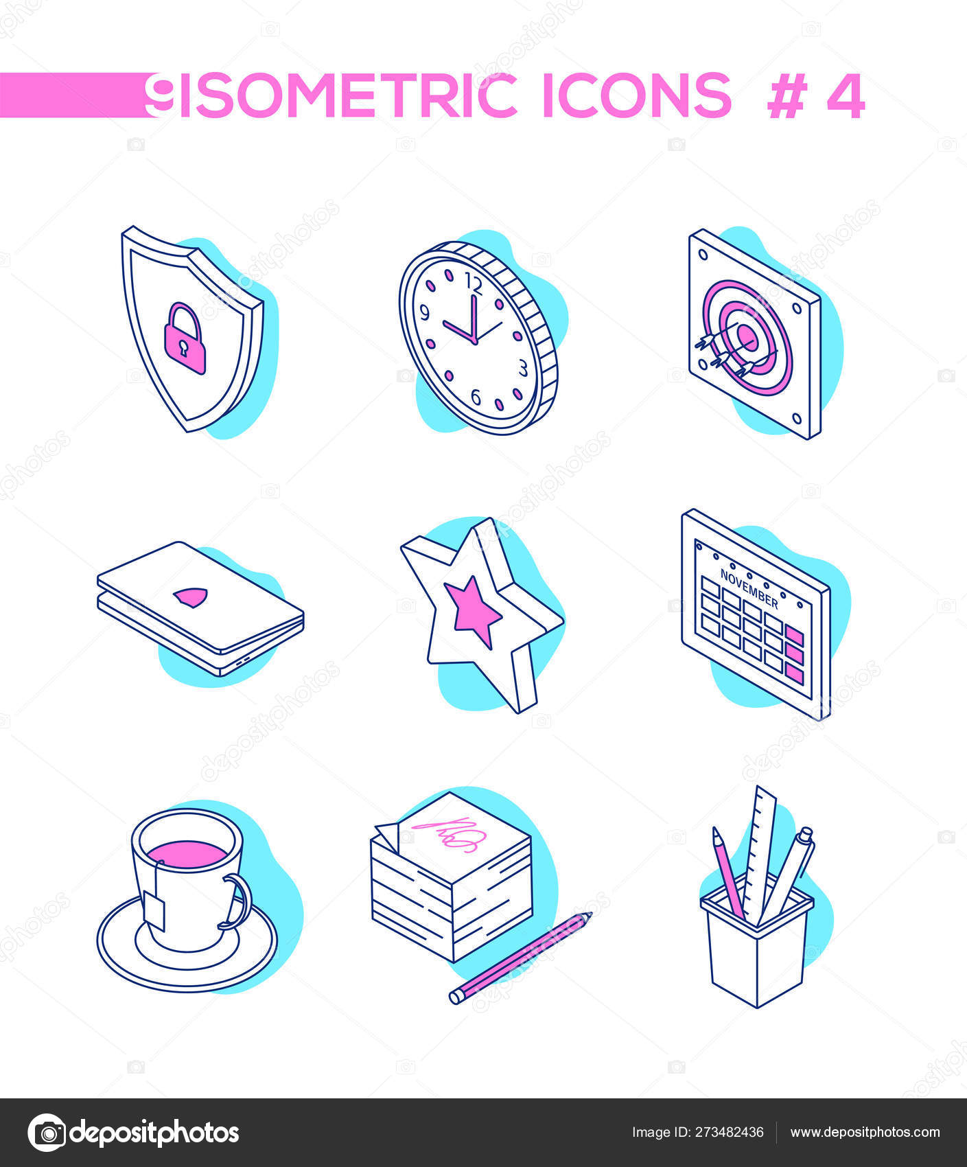 Office work - line design style isometric icons Stock Vector Image by ...