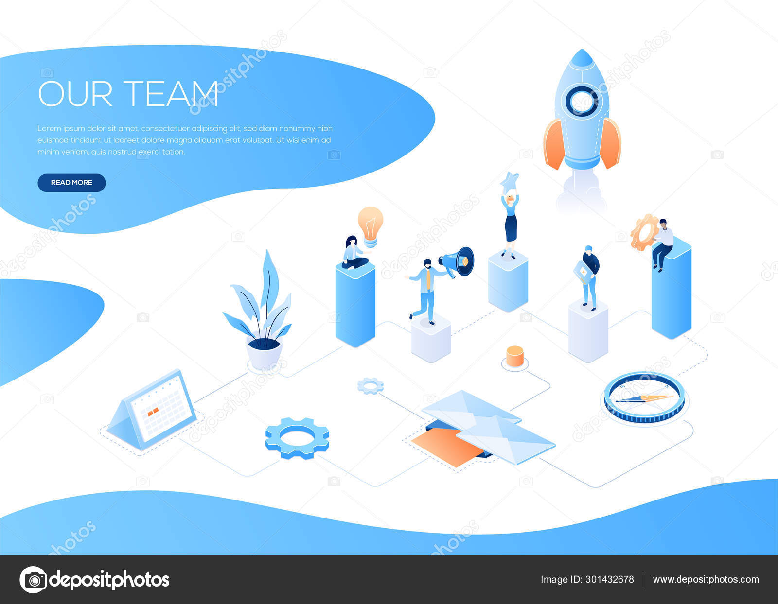 Our team - colorful isometric vector web banner Stock Vector Image by ...