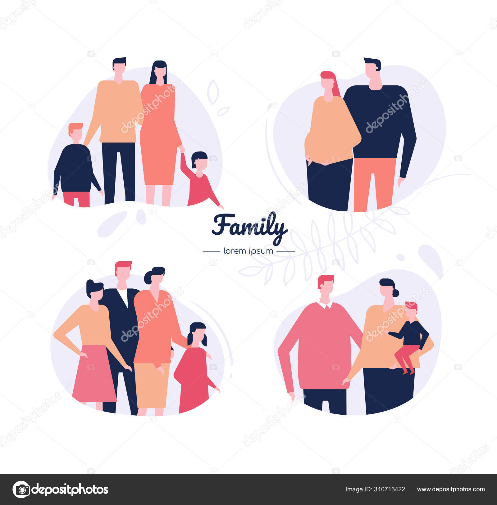 Family - flat design style vector characters set Stock Illustration by ...