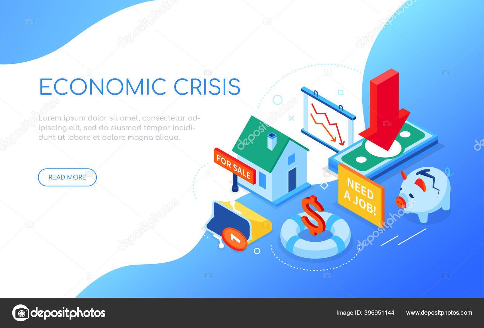 Economic crisis - modern colorful isometric web banner Stock ...