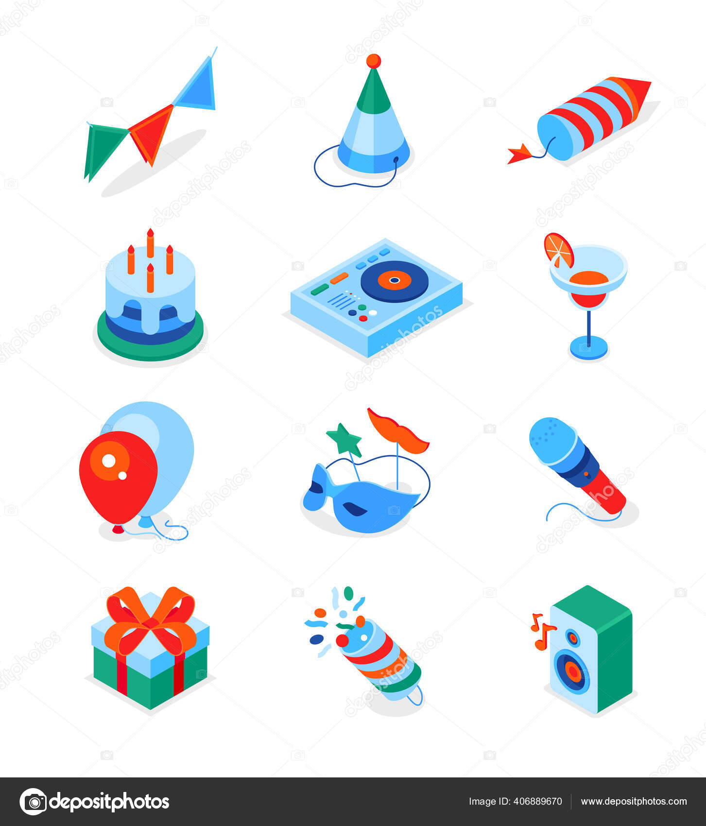 Birthday party - modern colorful isometric icons set Stock Vector by ...
