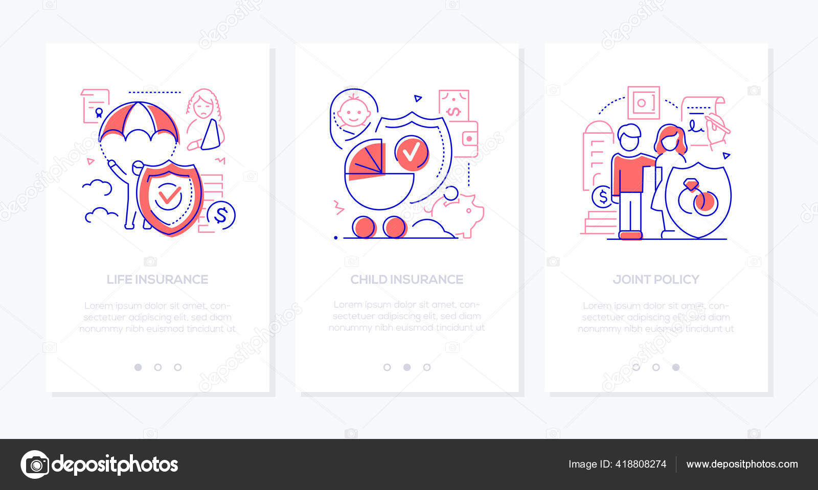 Life insurance - vector line design style web banners Stock Vector ...