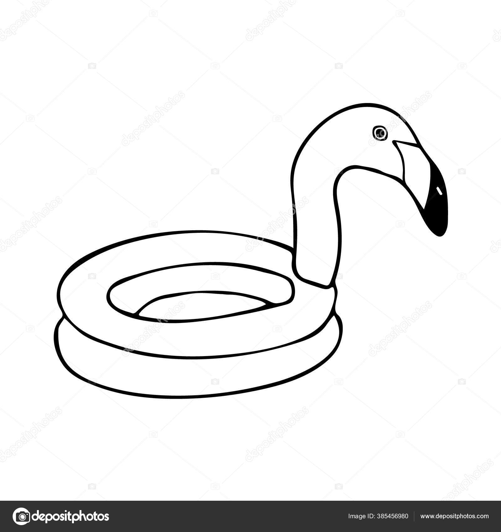 Hand Drawn Doodle Sketch Vector Floating Flamingo Float Ring Isolated ...